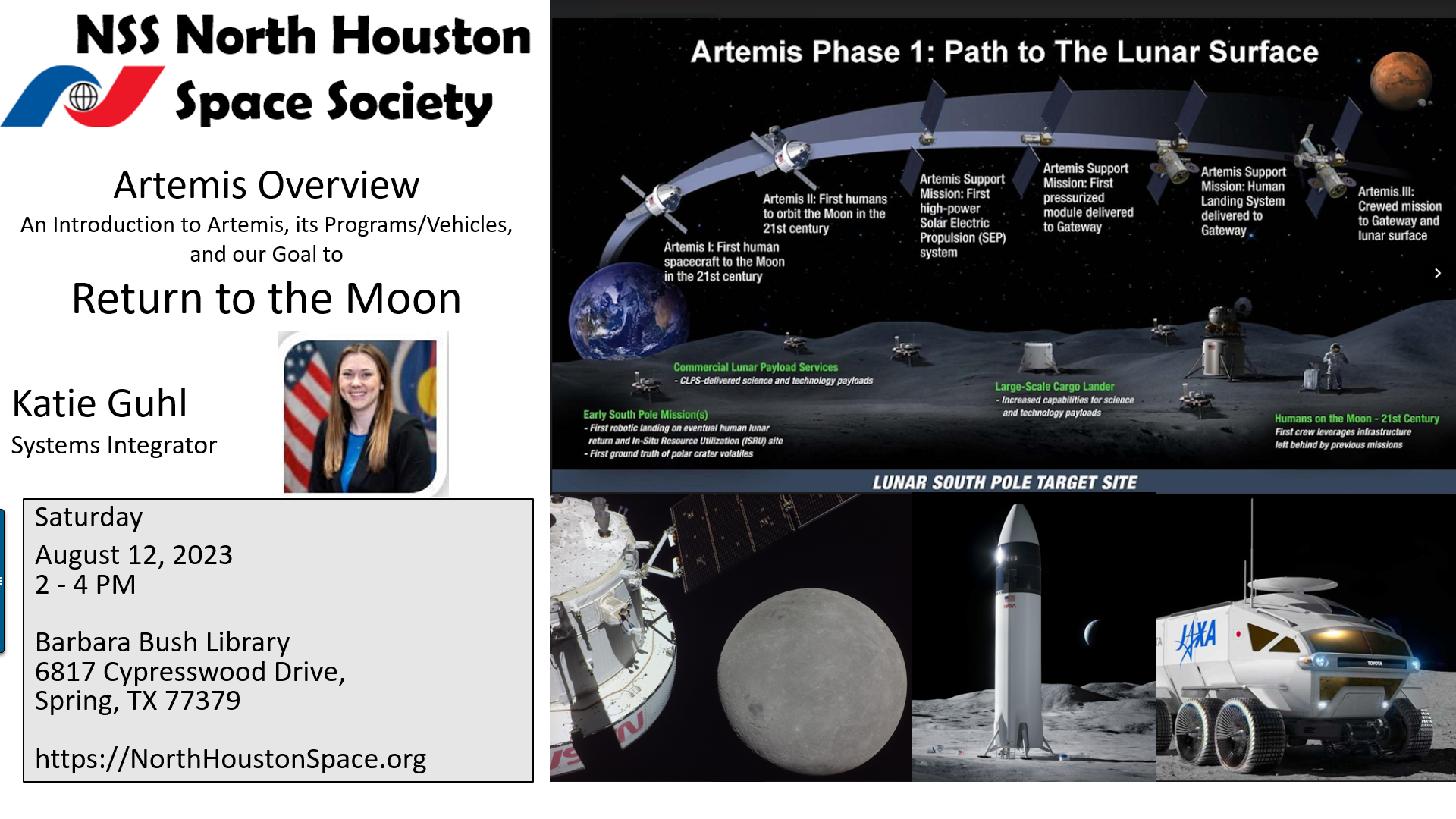 Human Moon Exploration @ Barbara Bush Library on Saturday, August 12 ...